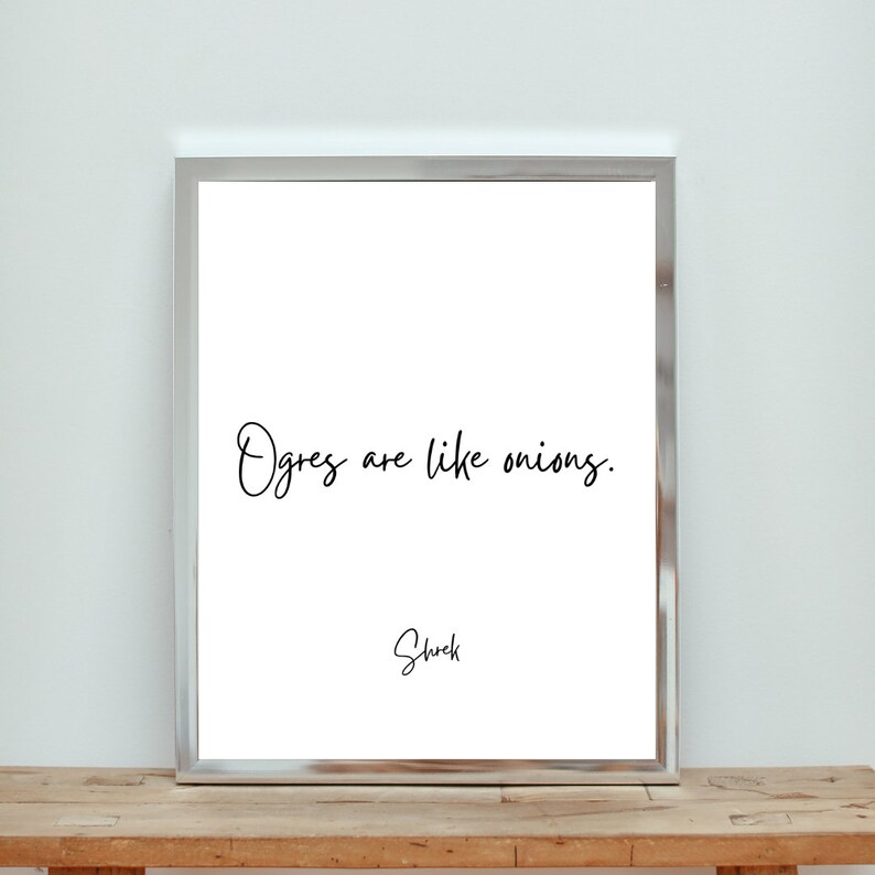 Shrek, Ogres Are Like Onions, Wall Decor, Quote Print, Digital Download ...