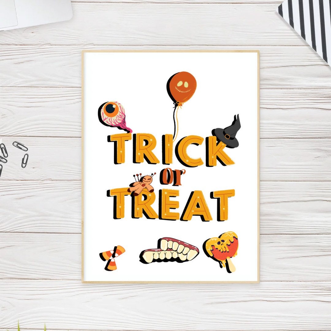 Trick or Treat, Digital Download Print, Halloween Art, Wall Decor - Etsy