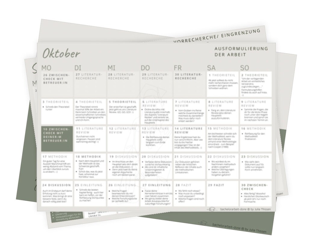 Get Your Thesis Done in Time Schedule for Scientific Work - Etsy
