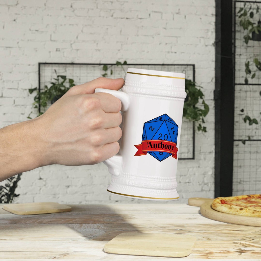 Personalized Dnd Stein Mug Ceramic Stein Custom 22oz DND D20 Mug Gift ...