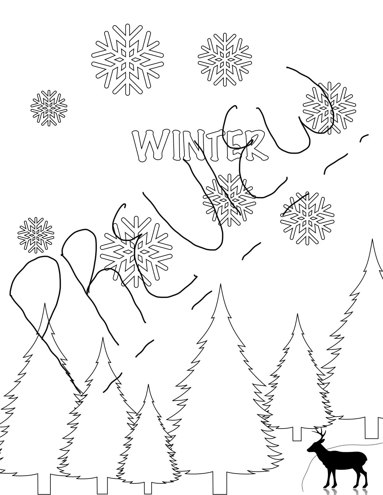 Simple Winter Themed Coloring Sheet - Etsy