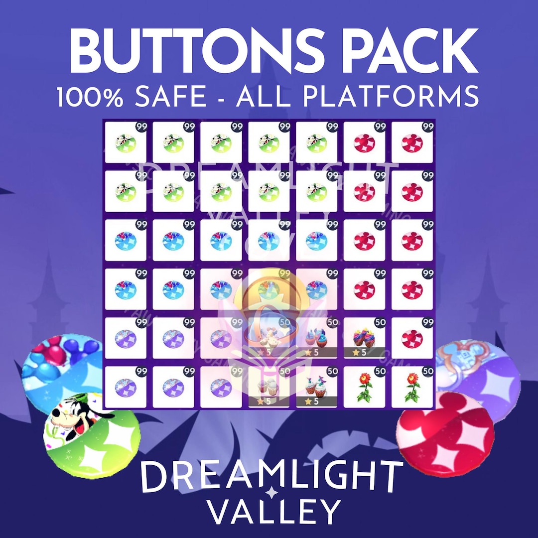 Dreamlight Valley Buttons Event Pack / Events / Treasure Valley / DDLV ...