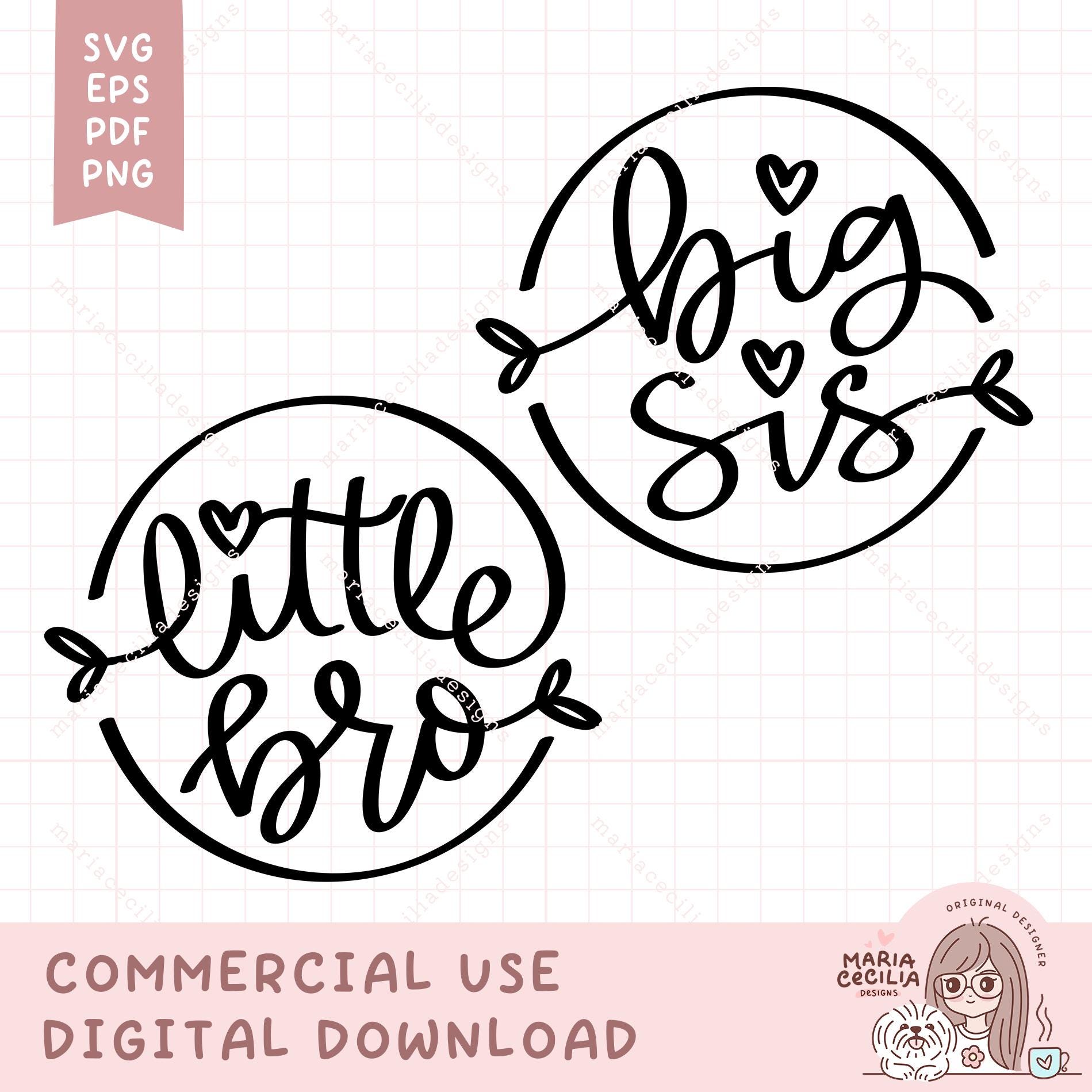 Little Bro Big Sis SVG, Big Sister Cut File, Baby Brother Shirt Design, Lil Bro Big Sis Cutting ...