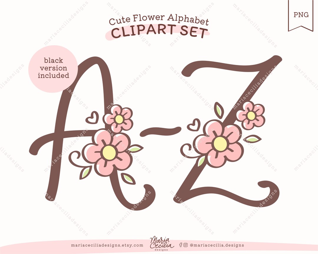 Cute Floral Alphabet PNG, Flower Letters A-Z, Floral Monogram, Letters ...