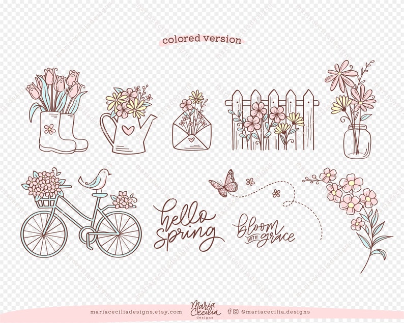 Hello Spring Flower Doodles PNG Clipart, Floral Designs, Bloom With ...