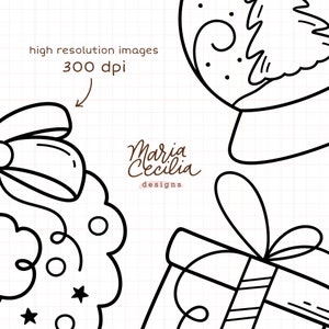 Cute Christmas Doodle Clipart Digital Stamps, Set of Christmas Clipart ...