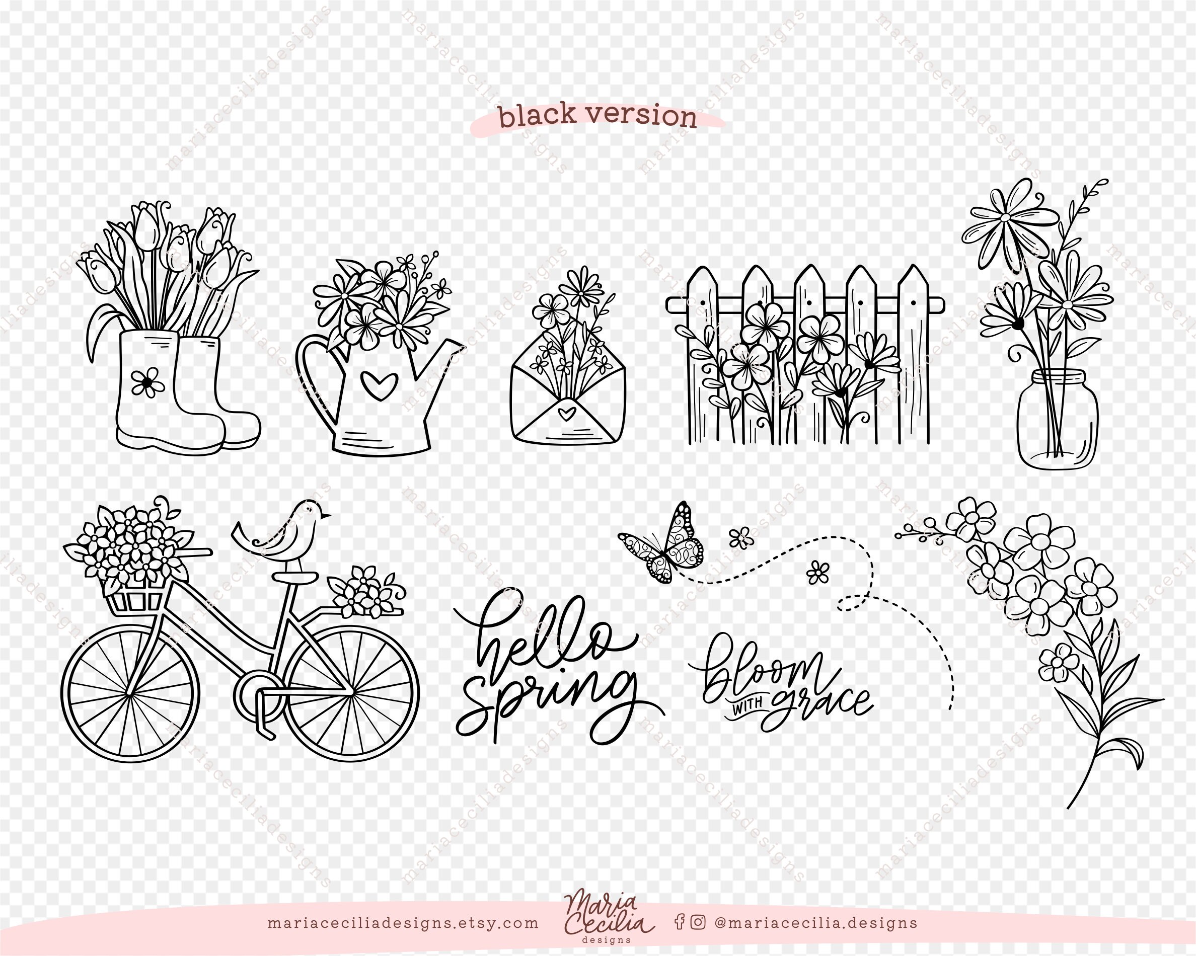 Hello Spring Flower Doodles PNG Clipart, Floral Designs, Bloom With ...