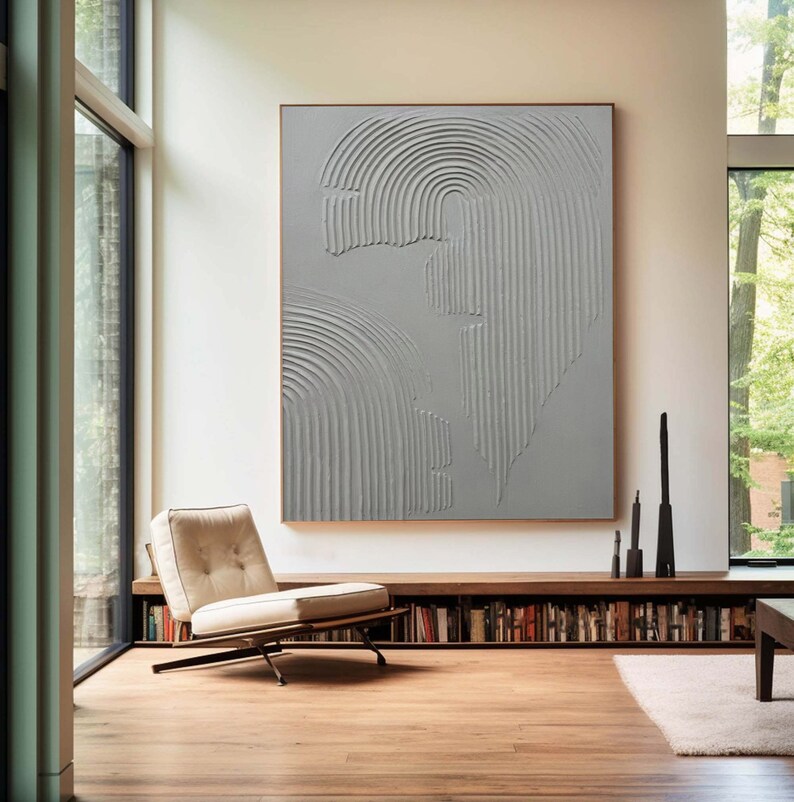 Gray 3D Texture Wall Art: Minimalist Abstract Painting - Etsy