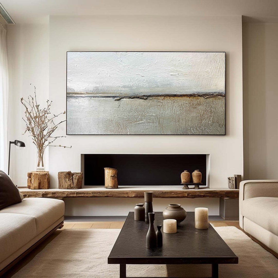 Large Abstract Canvas Art,gray Minimalist Abstract Painting, Nordic ...