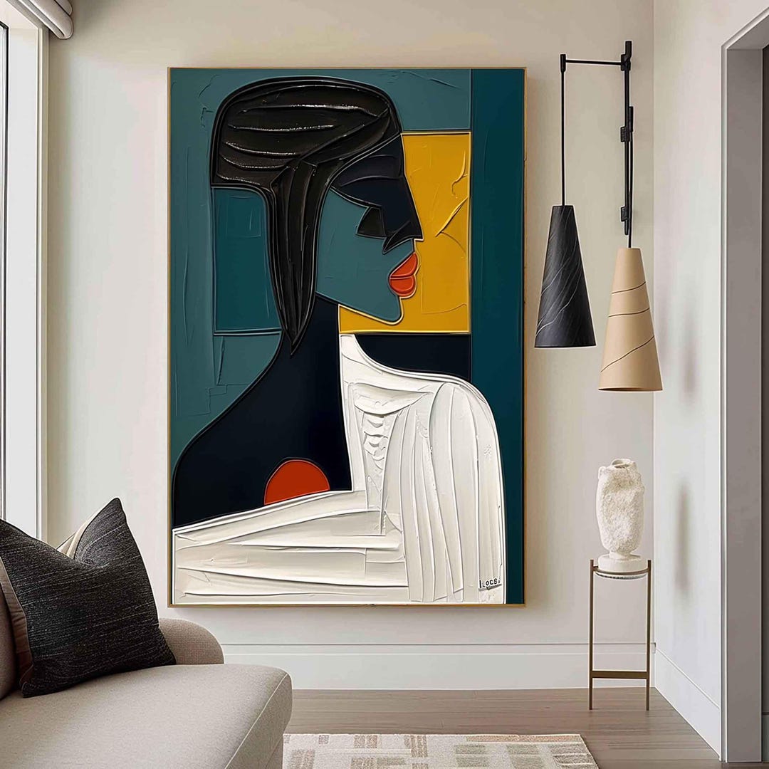 Abstract Figure Oil Painting: Textured 3D Minimalist Art - Etsy