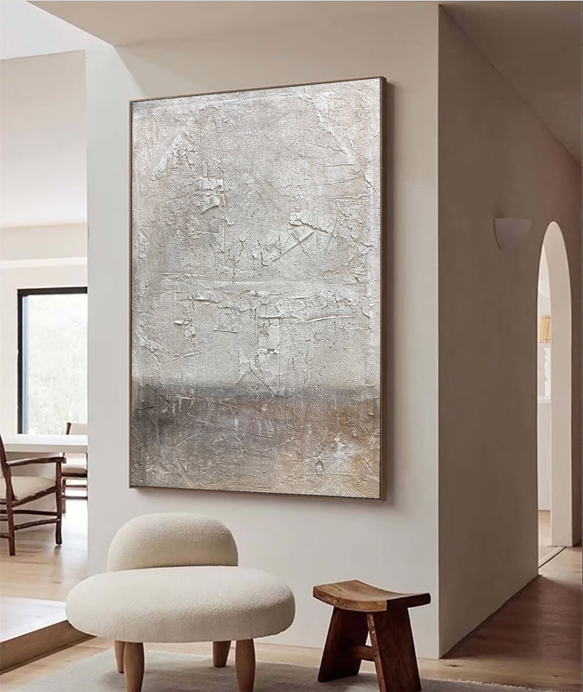Large Gray Abstract Texture Painting: Minimalist Canvas Wall Art - Etsy