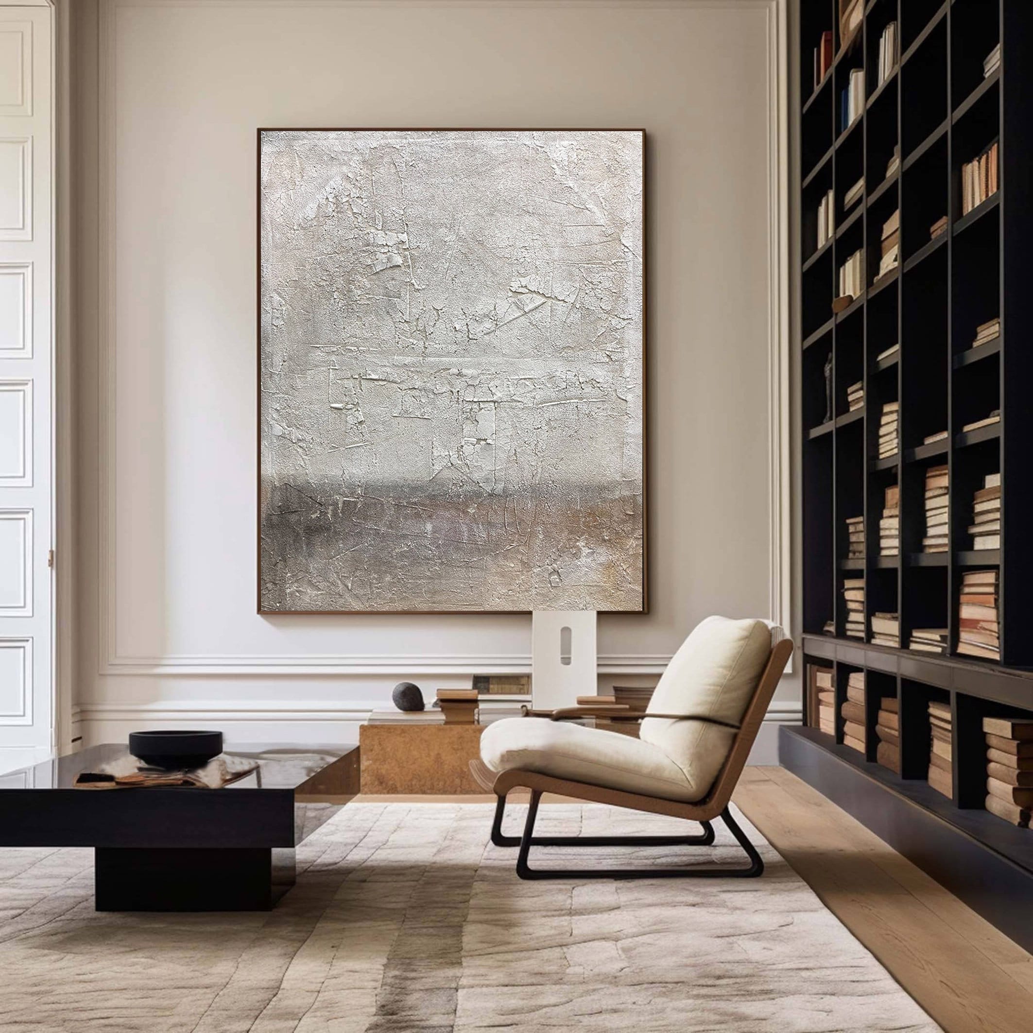Large Gray Abstract Texture Painting: Minimalist Canvas Wall Art - Etsy