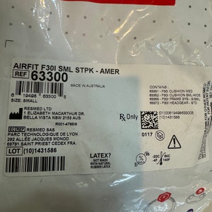 Airfit F30i Full Face Cpap/bilevel Mask With Headgear Sz Small Starter ...