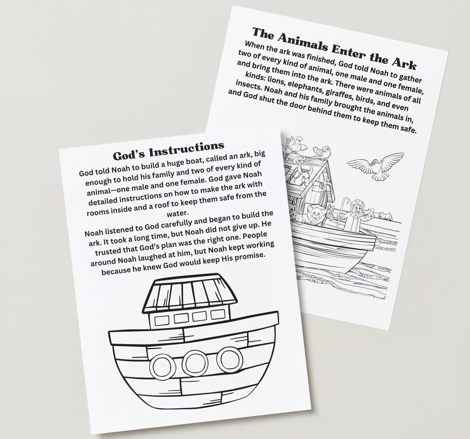 Noah's Ark Bible Story Coloring Book - Etsy