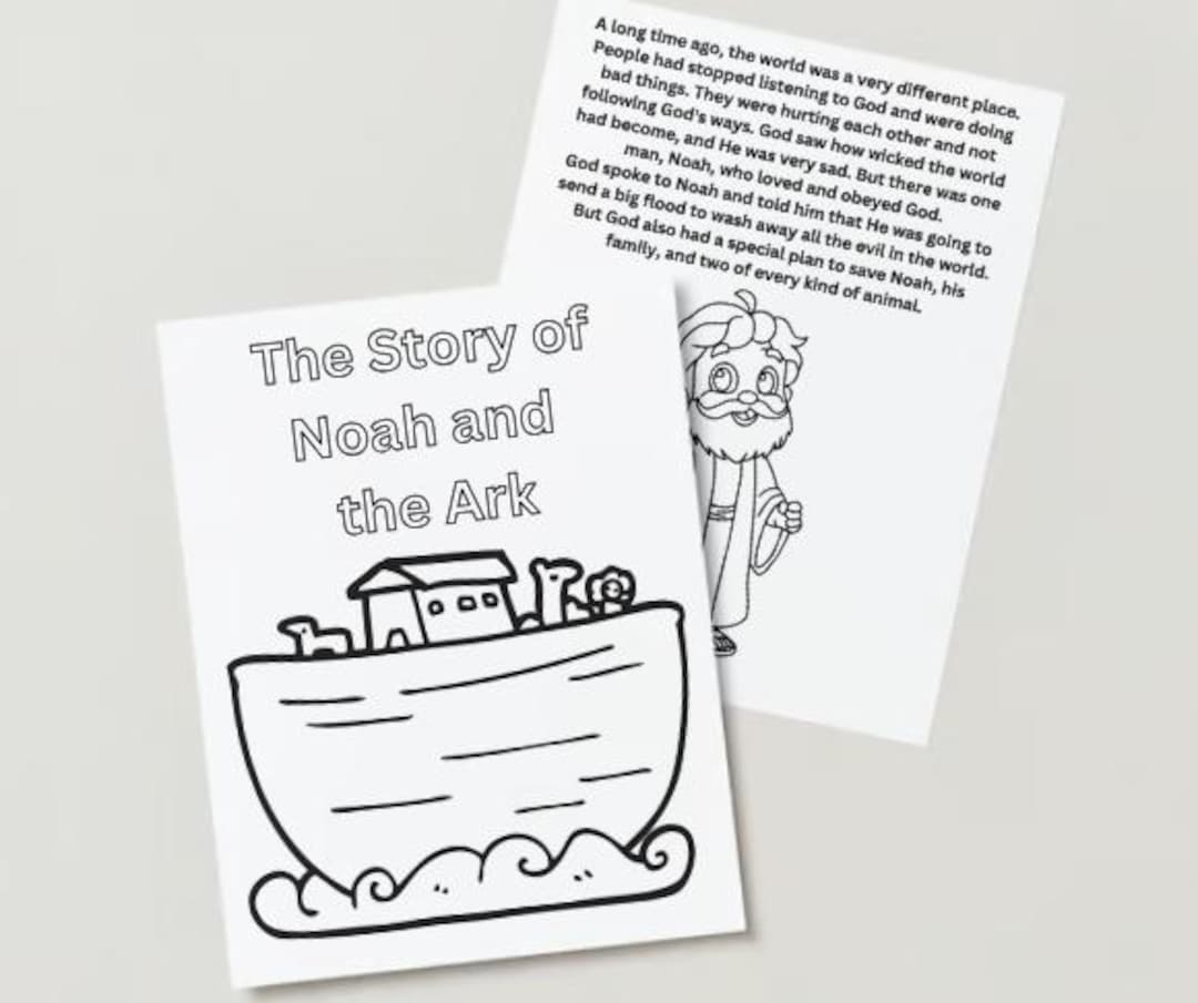 Noah's Ark Bible Story Coloring Book - Etsy