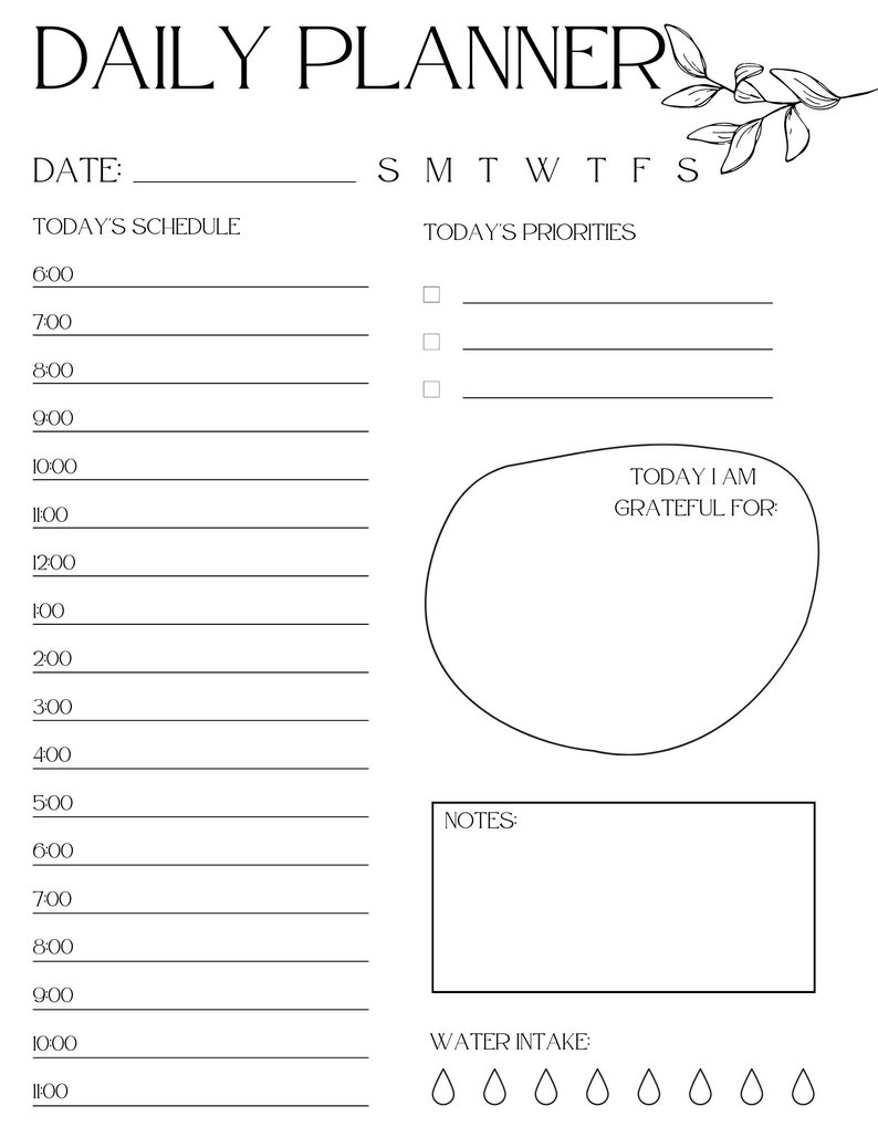 Downloadable Daily Planner, Digital Simplistic Daily Planner, Printable ...