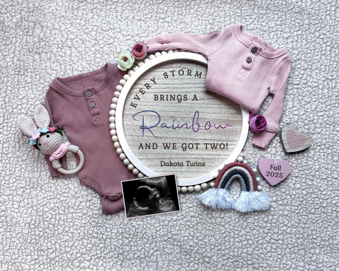 Twins Digital Pregnancy Announcement, Rainbow Twins Announcement, Twin ...
