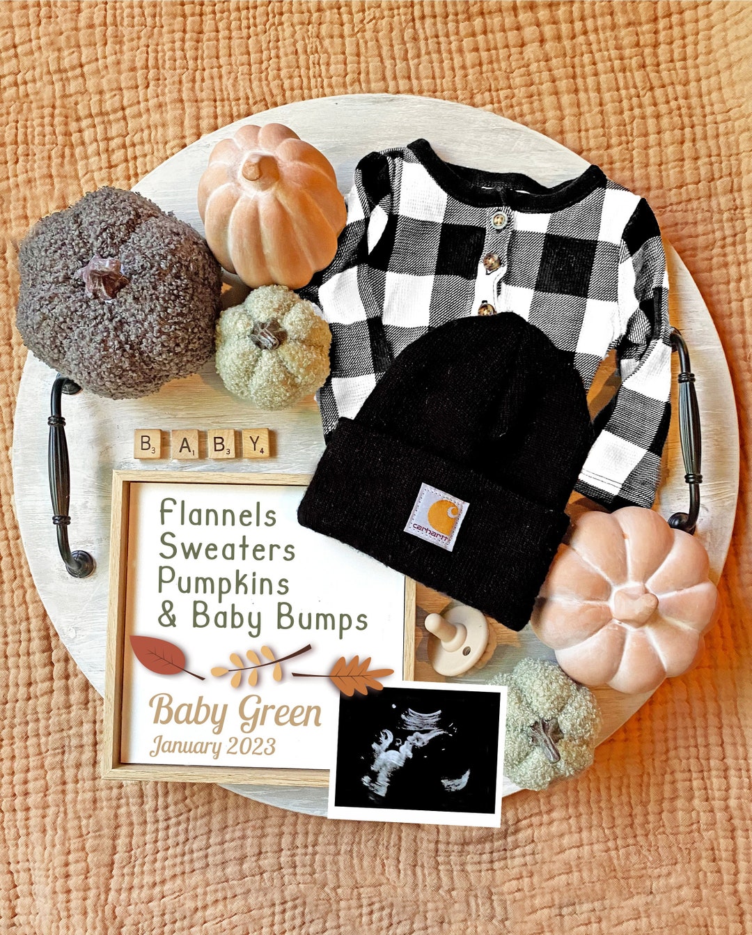 Fall Baby Bump Pregnancy Announcement, Flannels Sweaters Pumpkins ...