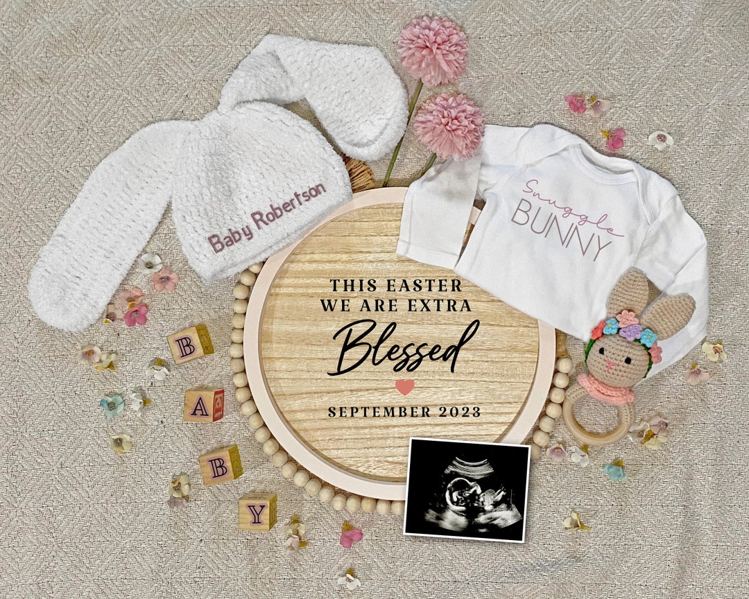 Blessed Easter Digital Pregnancy Announcement, Baby Girl Pregnancy ...