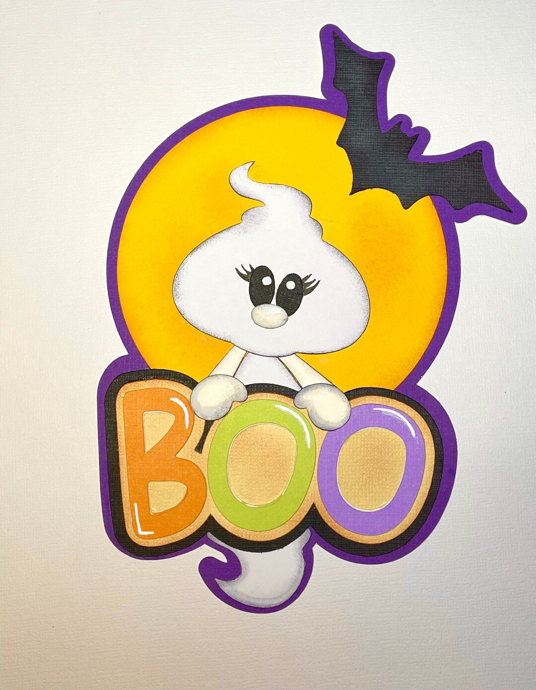 Boo Title Ghost Scrapbook Paper Piecing, Premade for Albums, Journals ...