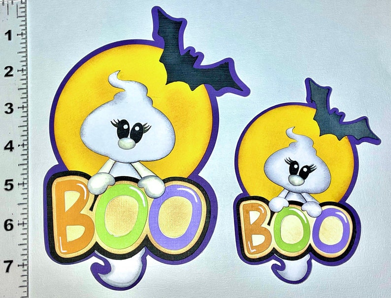 Boo Title Ghost Scrapbook Paper Piecing, Premade for Albums, Journals, Layouts, Teacher Boards ...