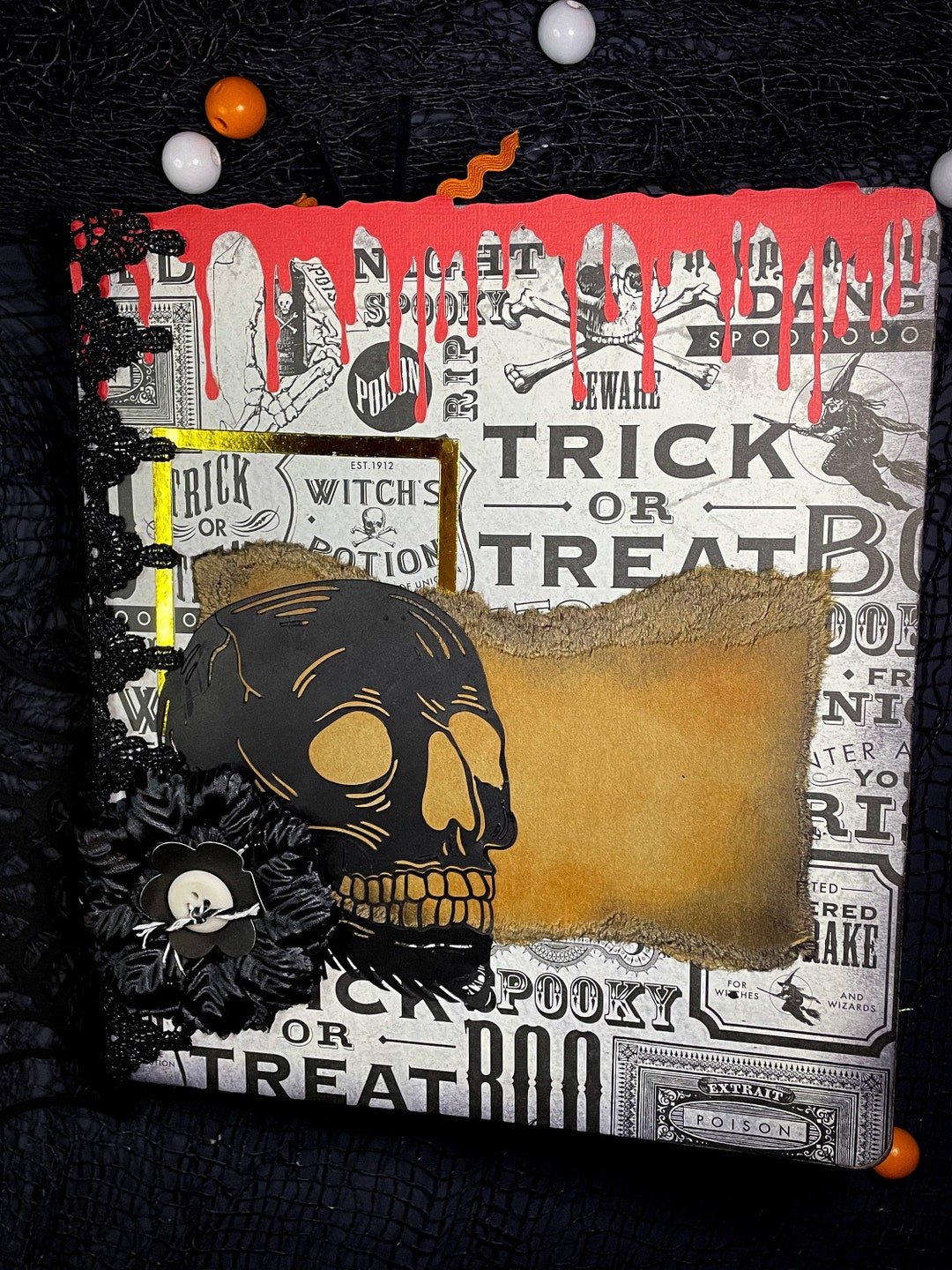 Halloween Scrapbook Album- 8x9” Horror Junk Journal, Curiosities ...