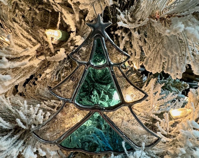 Stained Glass Icy Tree Christmas Ornament - Etsy