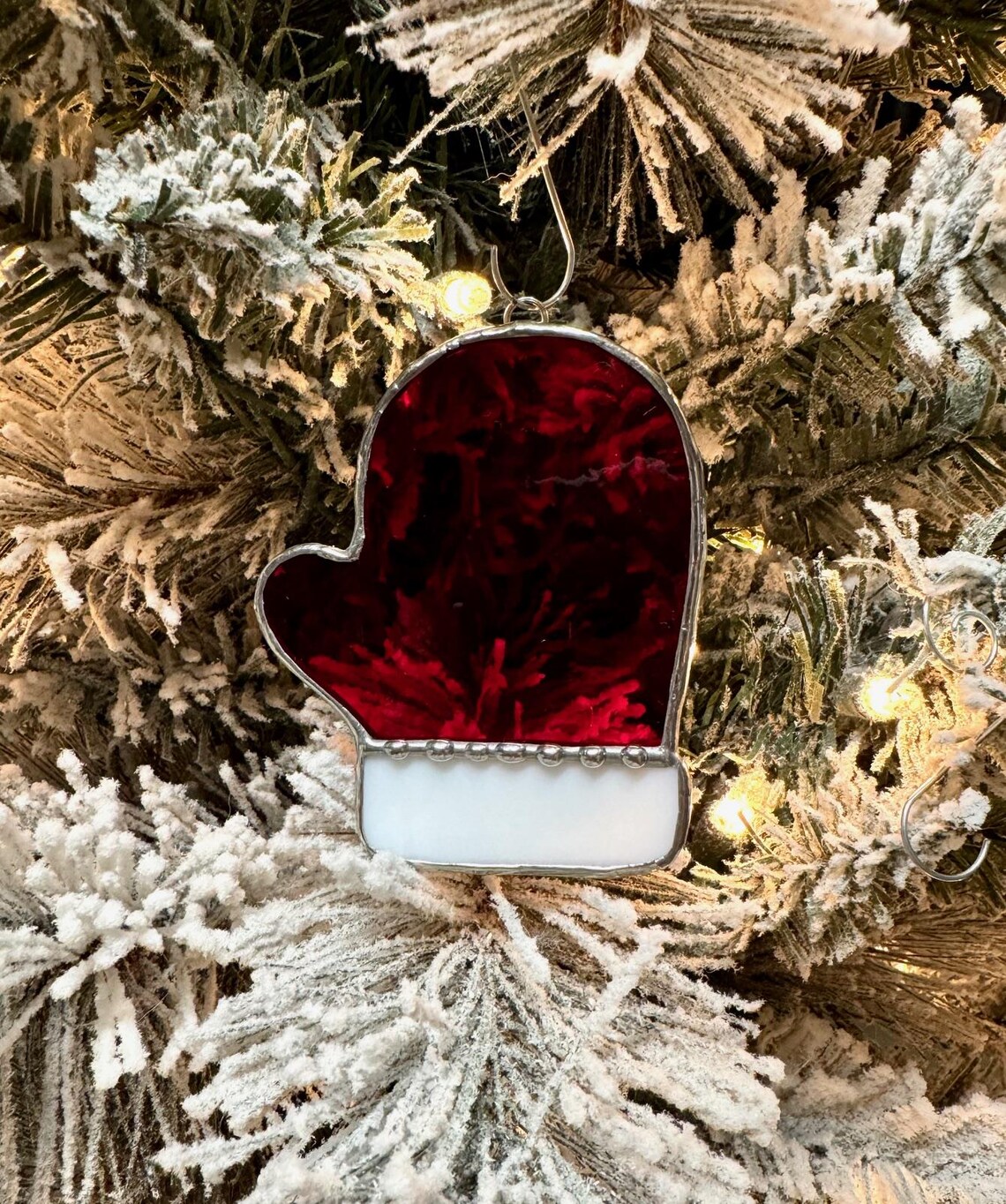 Stained Glass Red Mitten Christmas Ornament - Etsy