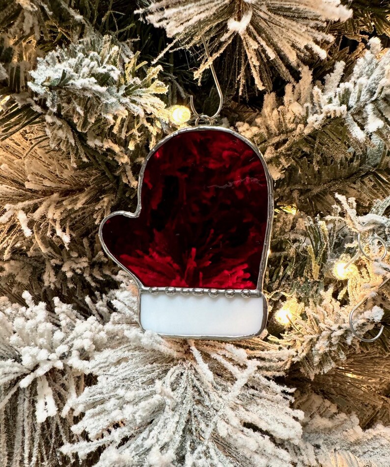 Stained Glass Red Mitten Christmas Ornament - Etsy
