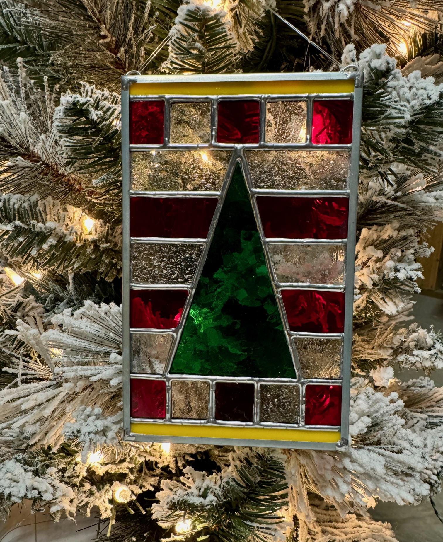 Stained Glass Candy Cane Christmas Tree Panel - Etsy