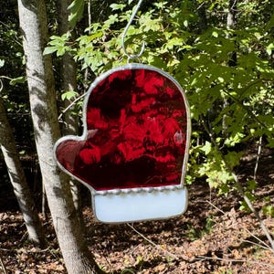 Stained Glass Red Mitten Christmas Ornament - Etsy