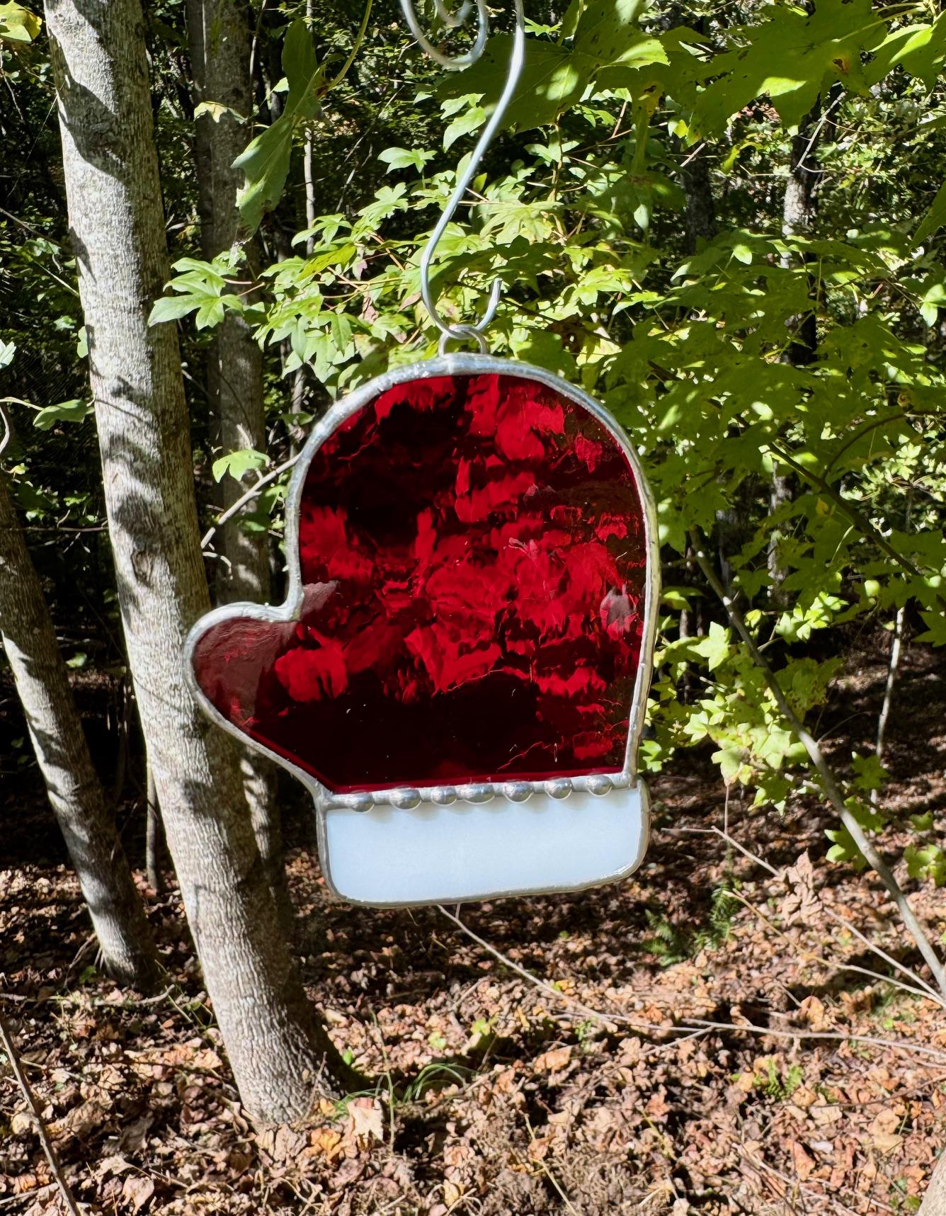 Stained Glass Red Mitten Christmas Ornament - Etsy