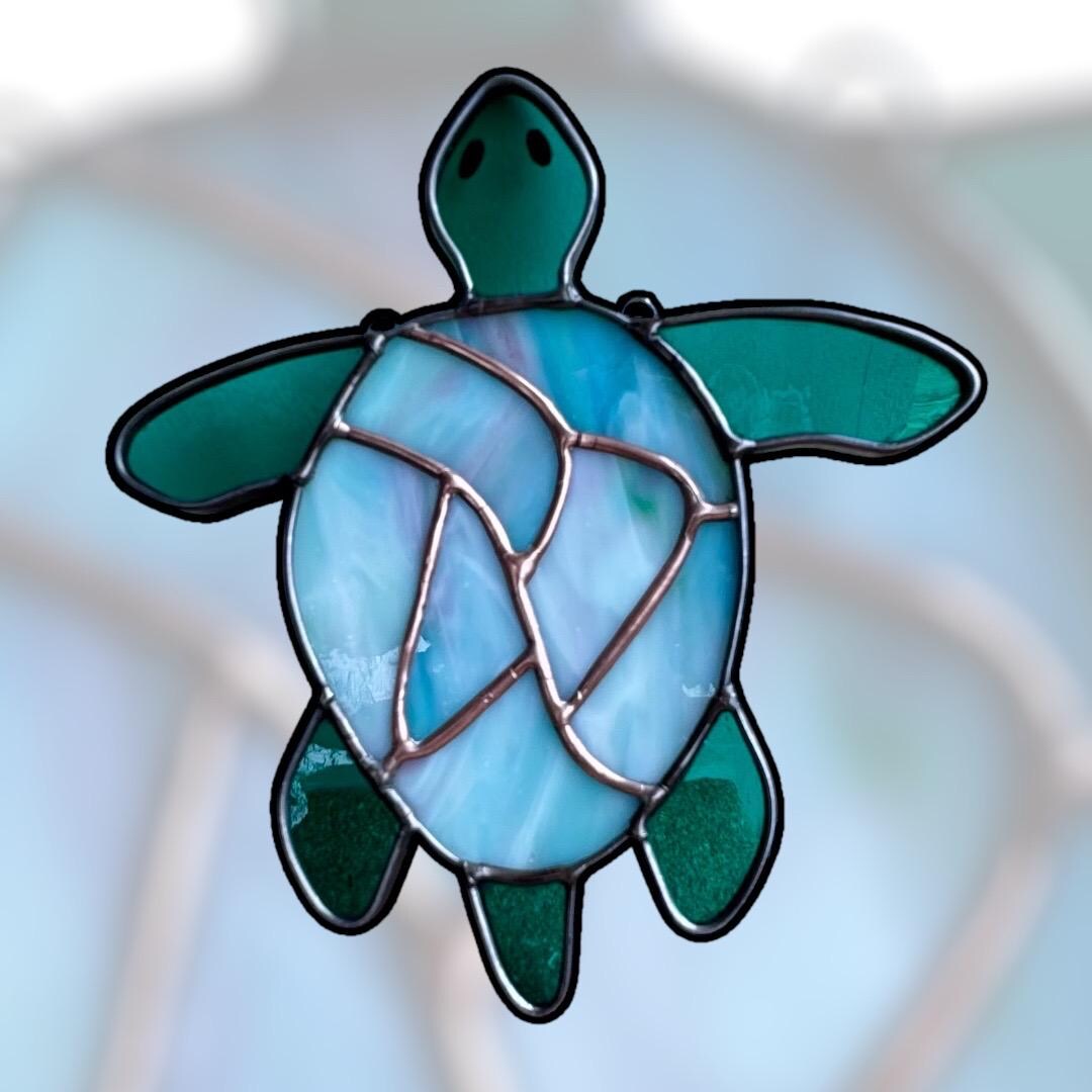 Beautiful Stained Glass Sea Turtle Suncatcher - Etsy