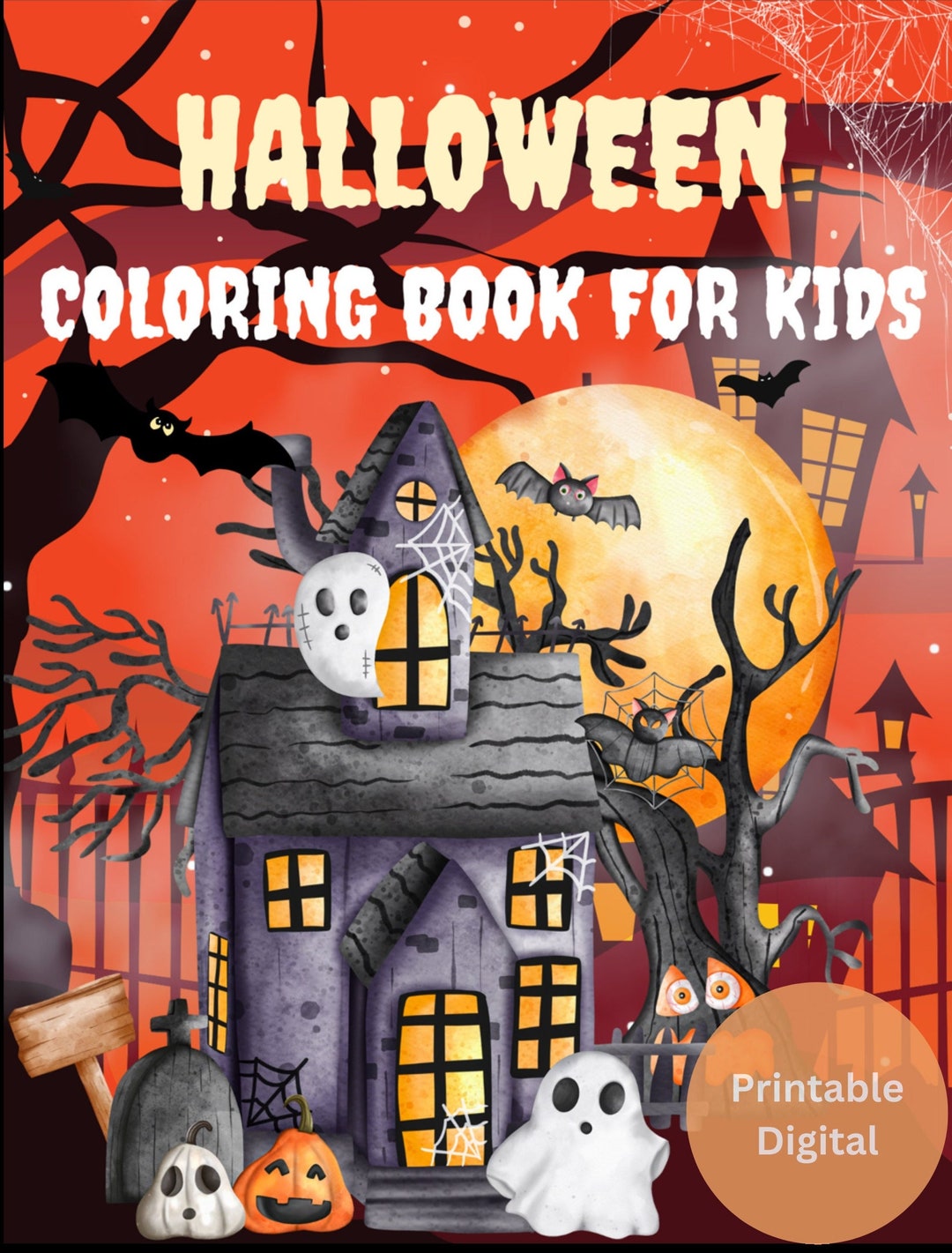 Coloring Book - 50+ Digital Pages Trick or Treat Cute Halloween ...