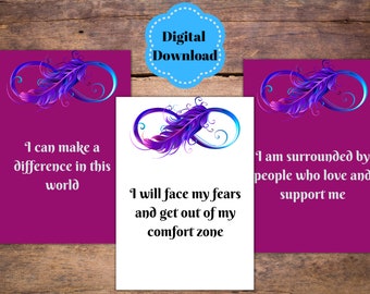 Printable Positive Affirmation Cards for Self-love, Digital Positive ...