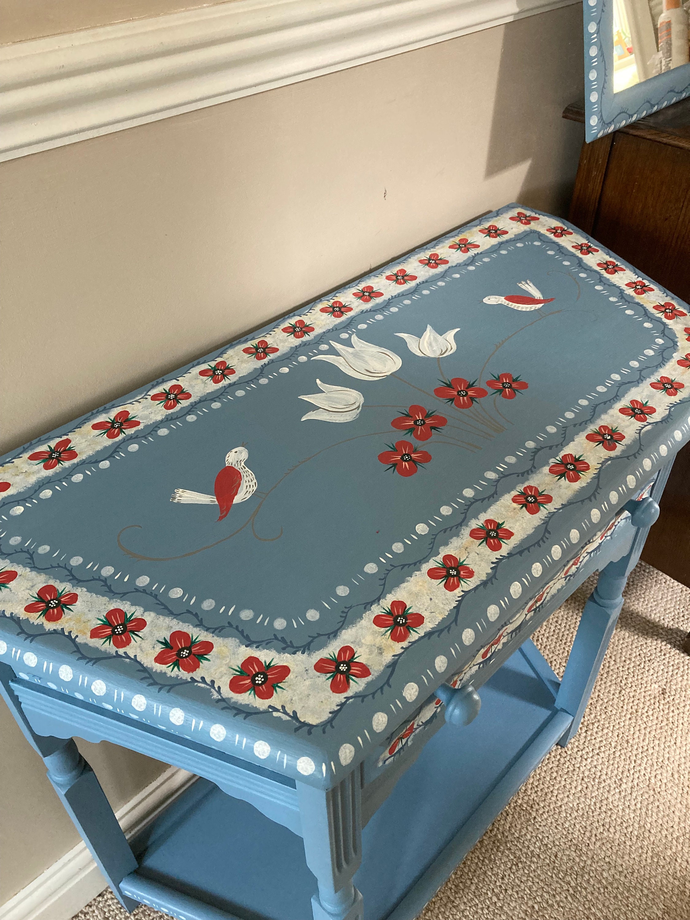 Handpainted Upcycled Hall/dressing or Console Table - Etsy UK