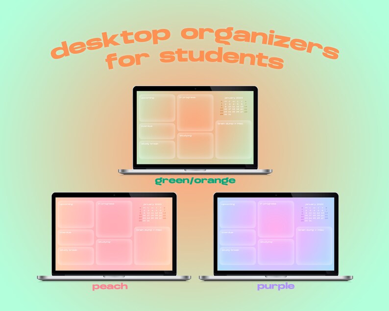 Student Desktop Organizer Wallpaper Bundle Aesthetic Aura - Etsy