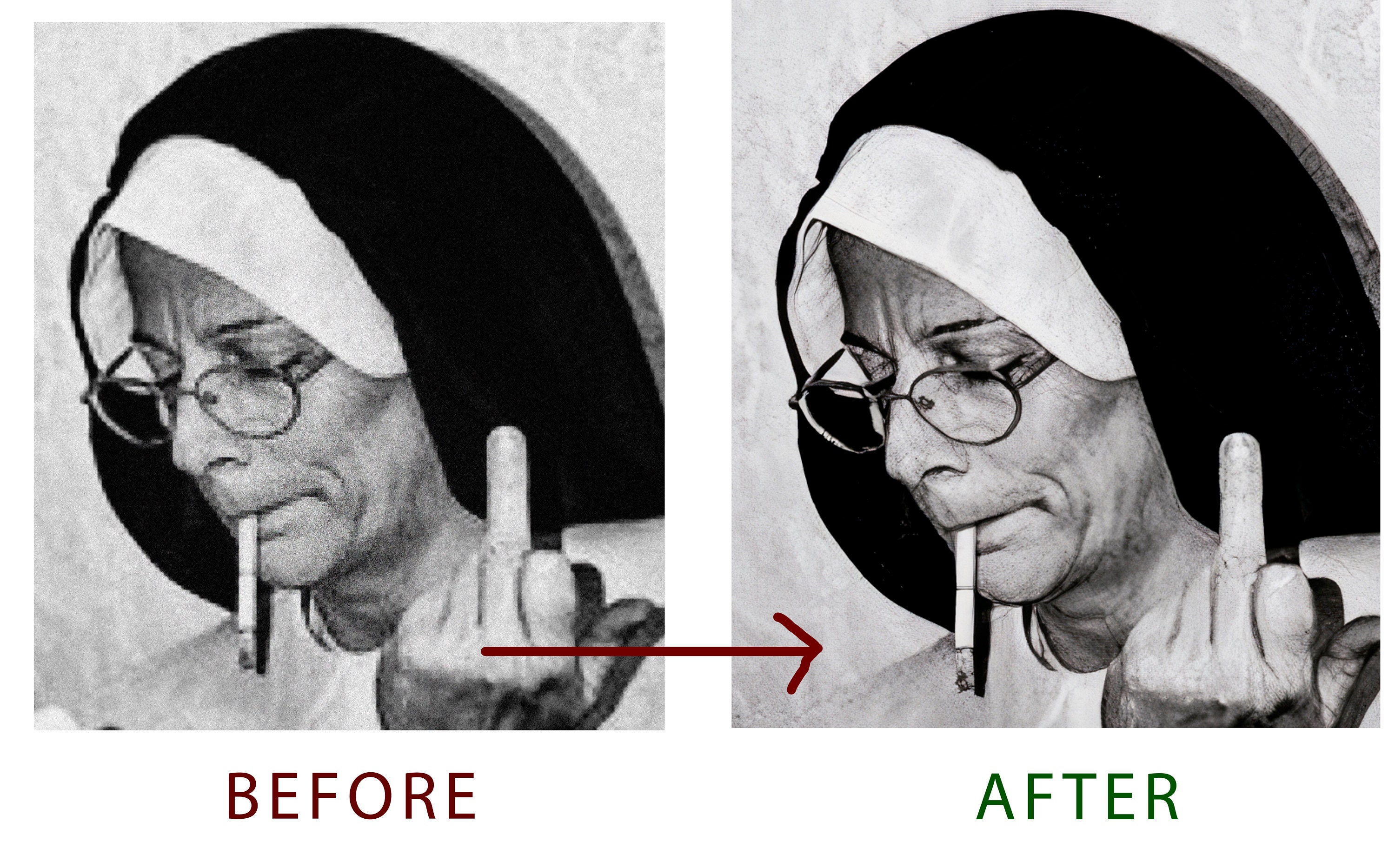 Smoking Nuns Middle Finger Vintage Photo Printable, Vintage Photo Print ...