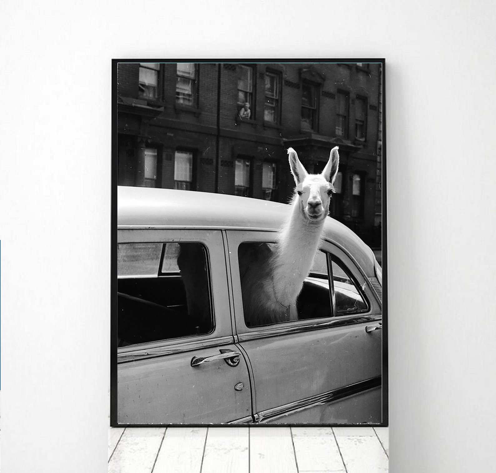 Lama in New York Vintage Photo Printable, Animal Vintage Photo Print ...