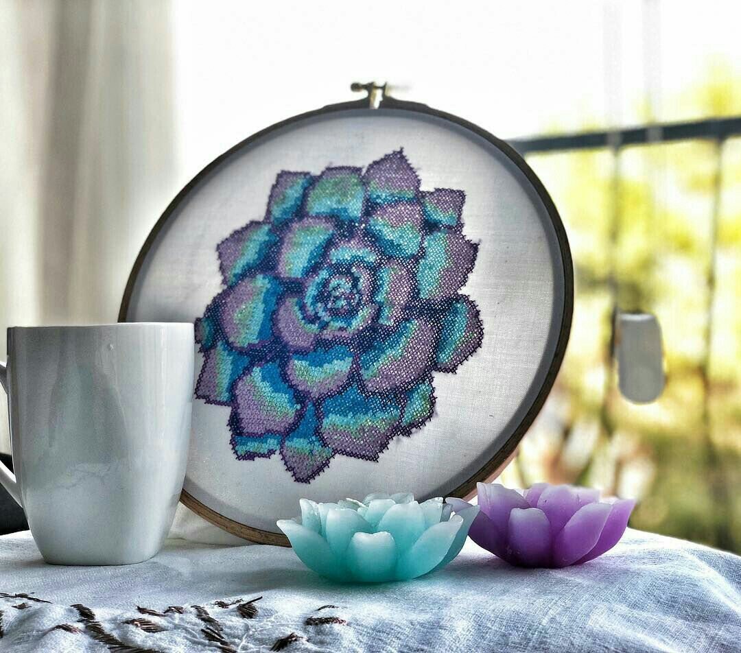 Succulent Cross Stitch Pattern PDF, Floral Embroidery Xstitch - Etsy