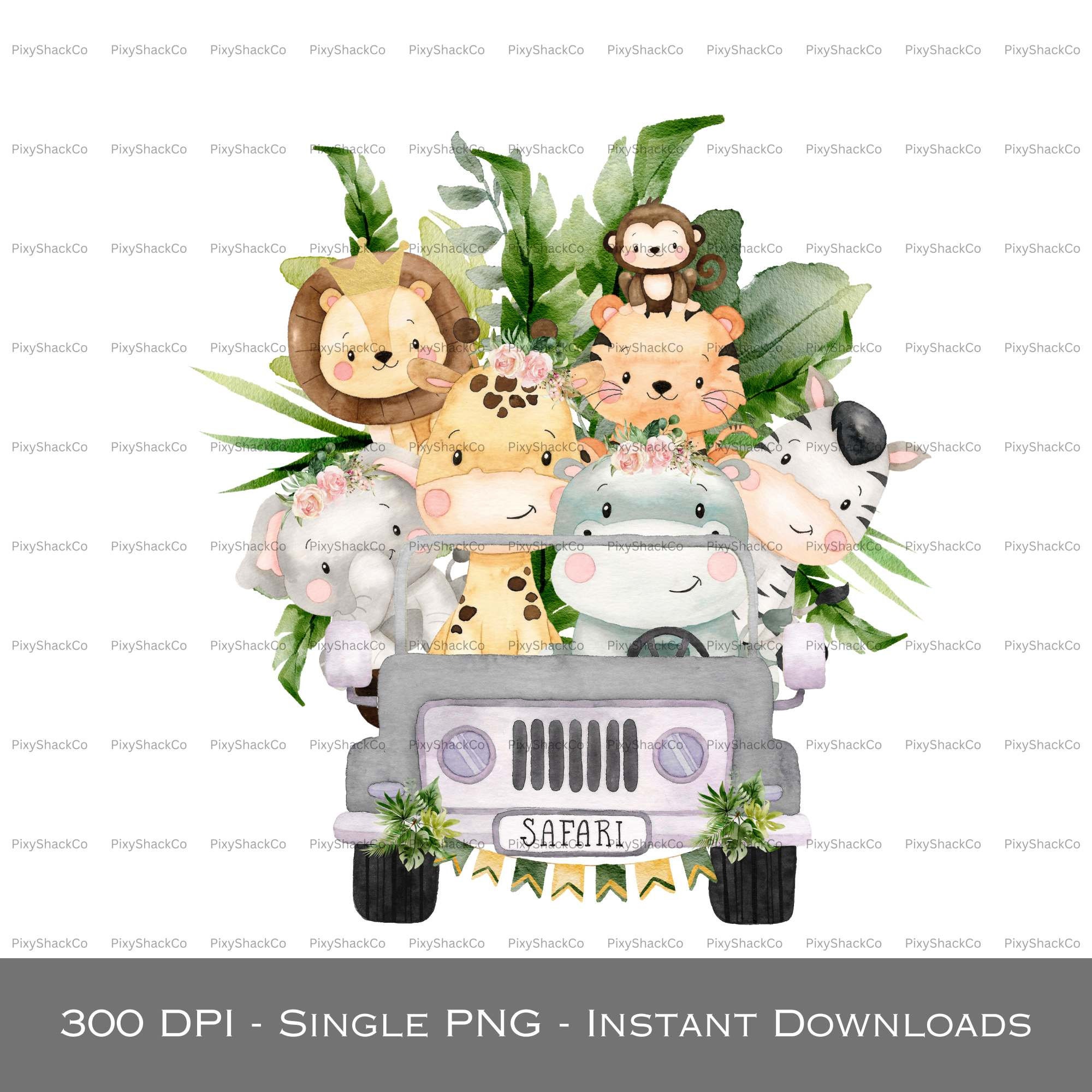 Safari Baby Animals, Watercolour Kids Animals Sublimation PNG, Safari ...