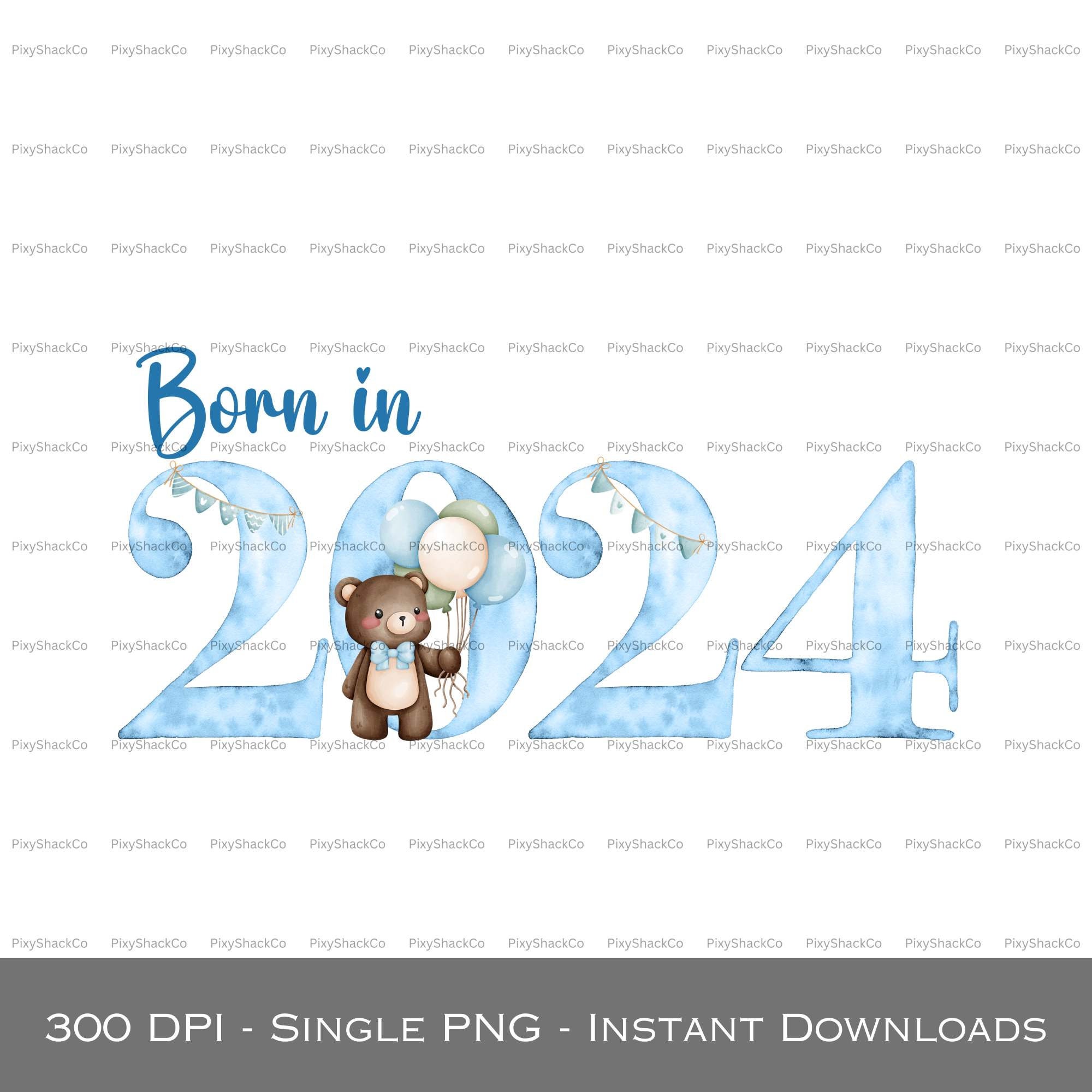Born in 2024 Blue Numbers PNG, New Born Sublimation Design, New Baby ...
