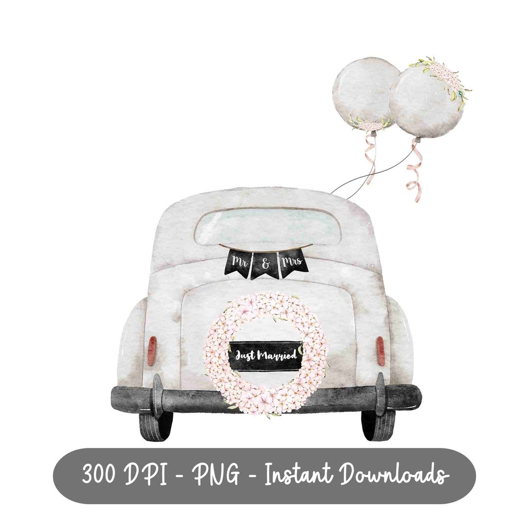 Just Married PNG, Just Married Auto Drucke, Mr & Mrs Aquarell Clipart ...