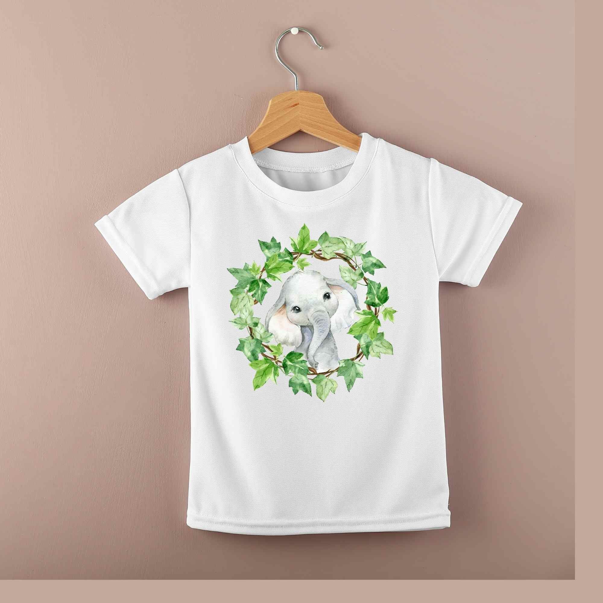 Baby Elephant Ivy Greenery Wreath PNG, Greenery Nursery Printable, Kids ...