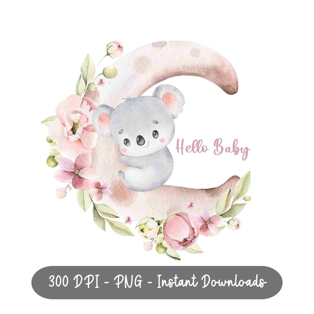 Hello Baby Koala PNG, New Baby, Baby Announcement, Hello Baby Girl ...