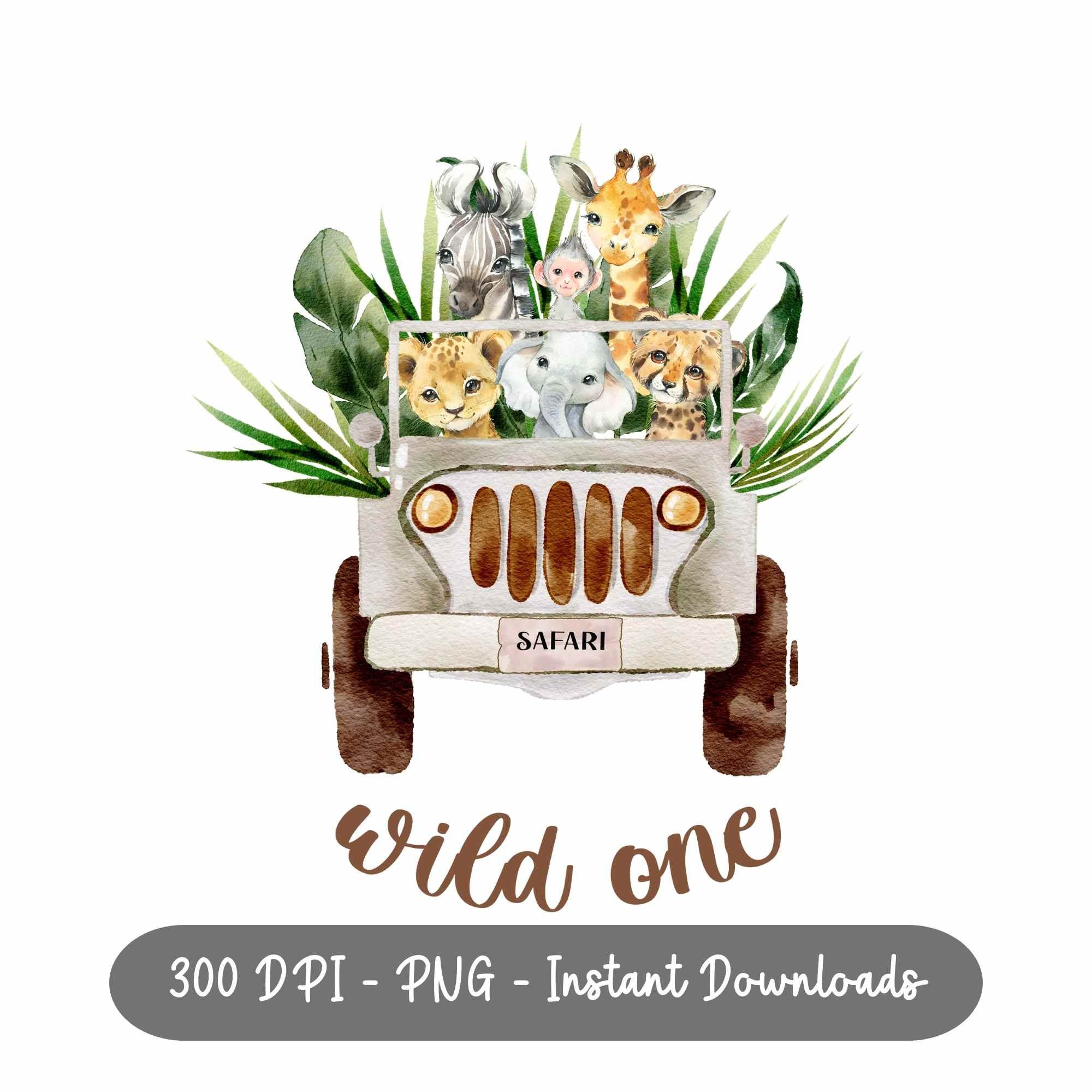 Wild One PNG Baby Safari Animals Watercolor Jungle Animals - Etsy