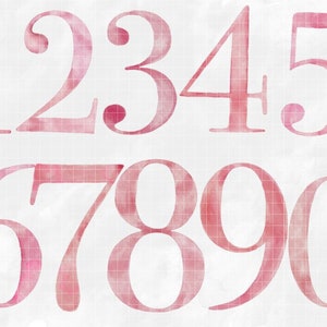 Pink Numbers Clipart, Watercolor Hand Drawn Numbers PNG, Birthday ...