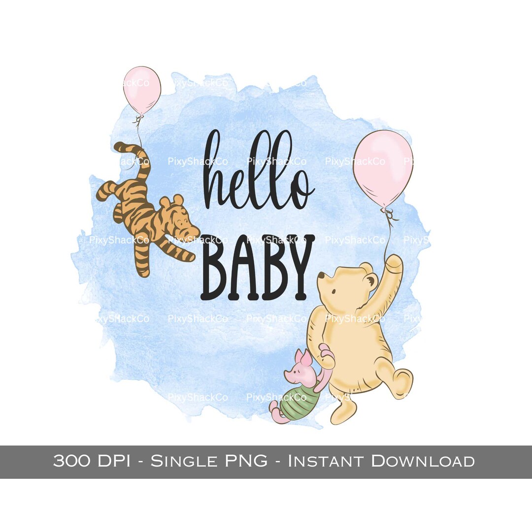 Classic Winnie the Pooh With Friends Pink Balloon PNG, Hello Baby PNG ...