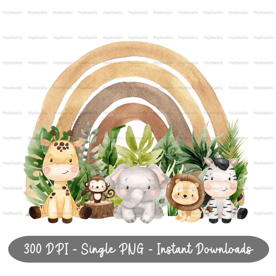 Safari Baby Tiere PNG, Kinder Tiere Sublimation, Safari Tiere Bordüre ...