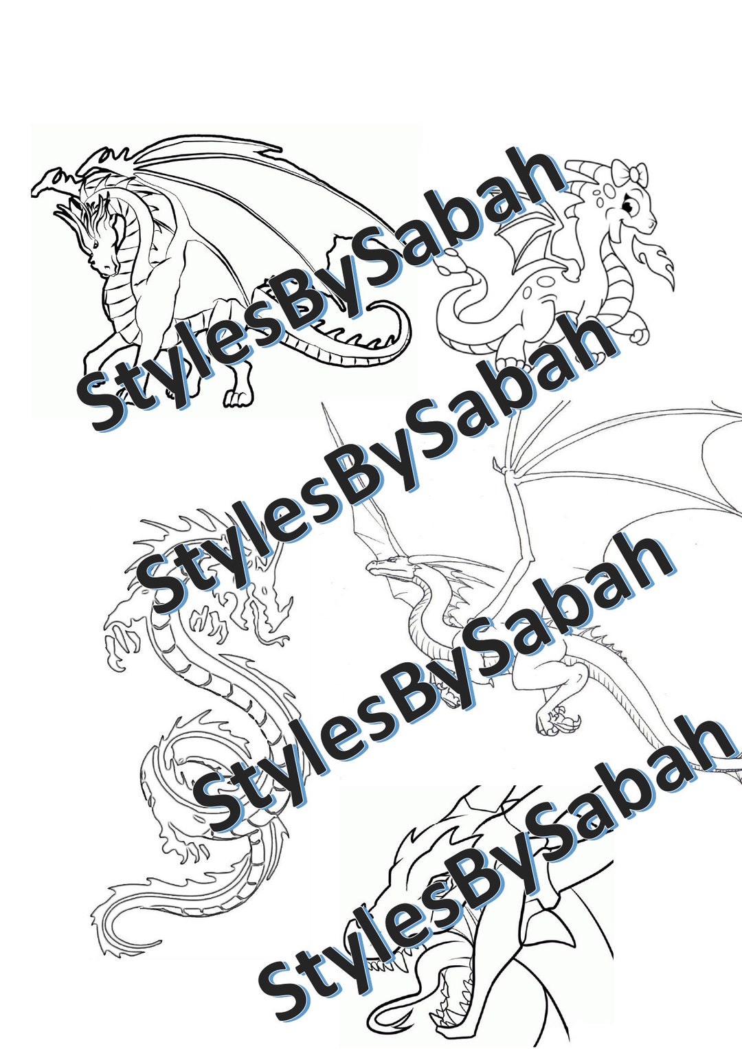 Dragon Bundle Colouring Pages for Kids and Adults, Printable Activities ...